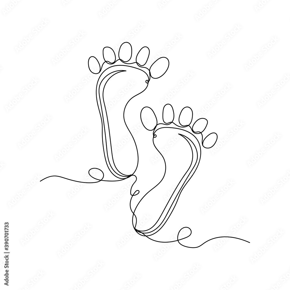 Foot icon. One line drawing. Vector illustration continuous line ...