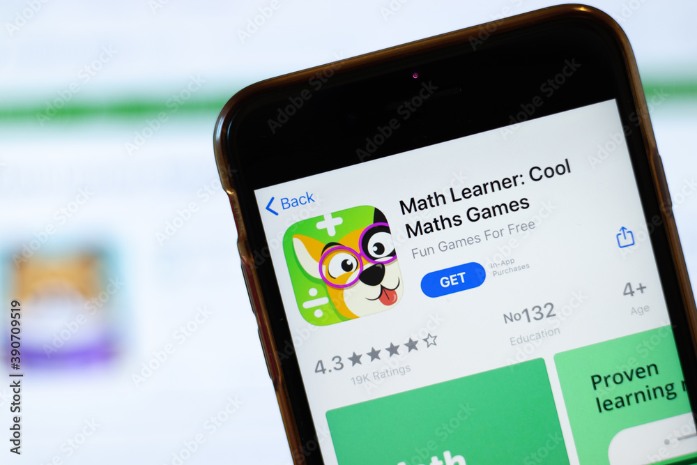 Moscow, Russia - 1 June 2020: Math Learner Cool Maths Games mobile app ...