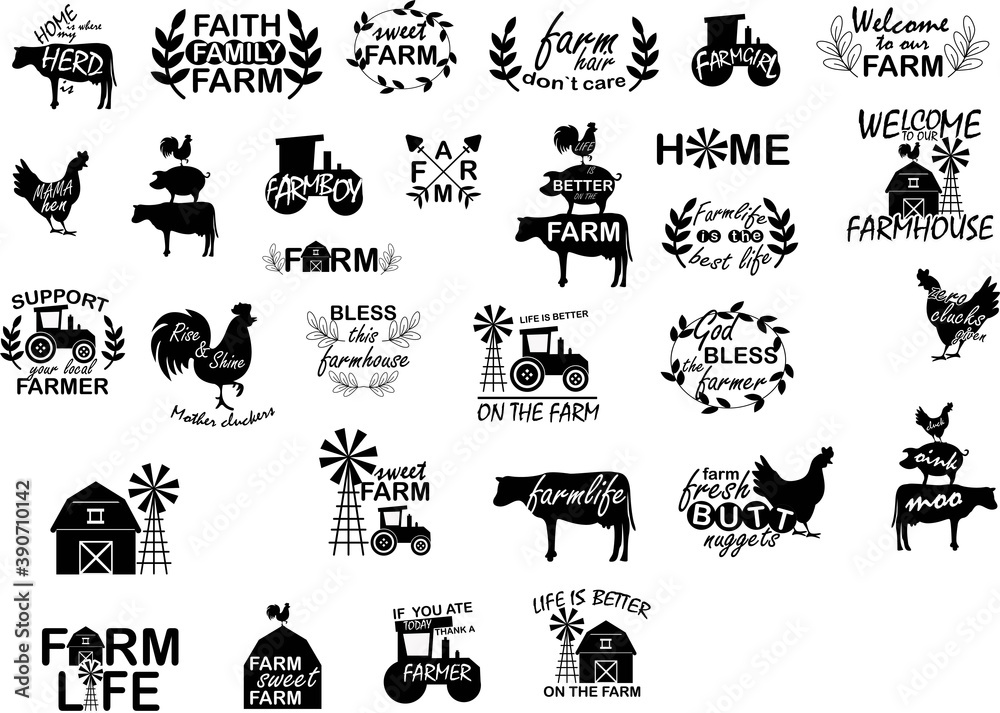 Collection of Farm phrases, slogans or quotes Stock Vector | Adobe Stock