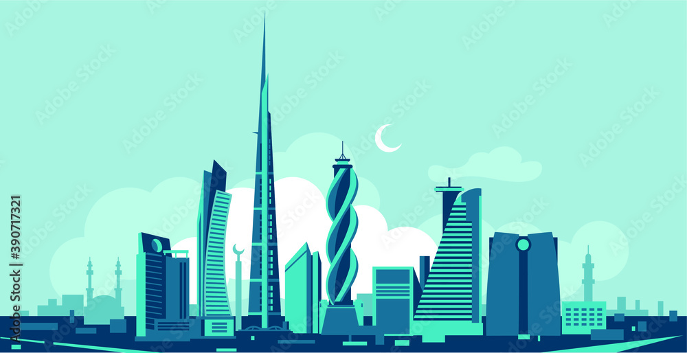 Jeddah Saudi Arabia skyline Stock Vector | Adobe Stock