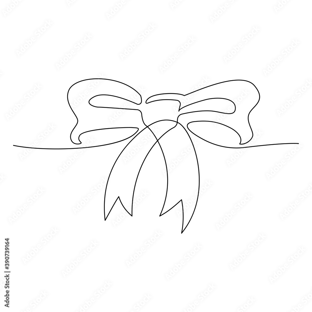 Continuous line drawing. Decorative bow. Black isolated on white ...
