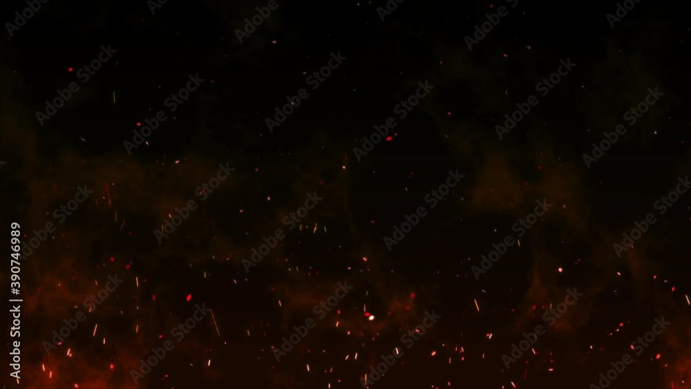 Beautiful burning hot sparks bonfire rising on a dark background ...