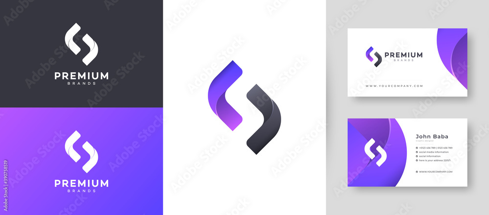 Flat & Minimal Initial S Letter Logo With Premium Business Card Design ...