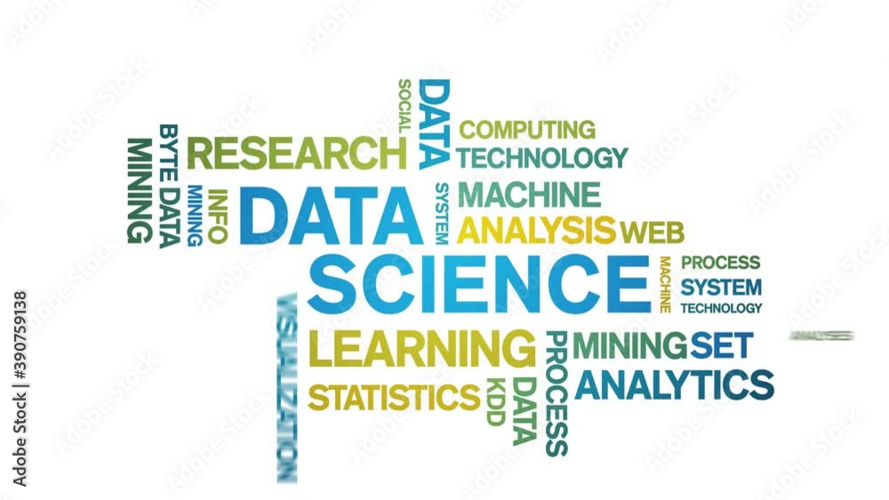 4k Data Science Animated Tag Word Cloud,Text Design big data Animation ...