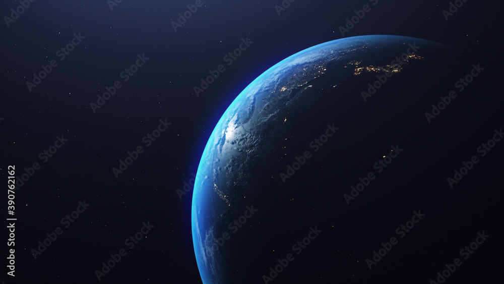 3D rendering of the planet Earth in the starry galaxy Stock ...