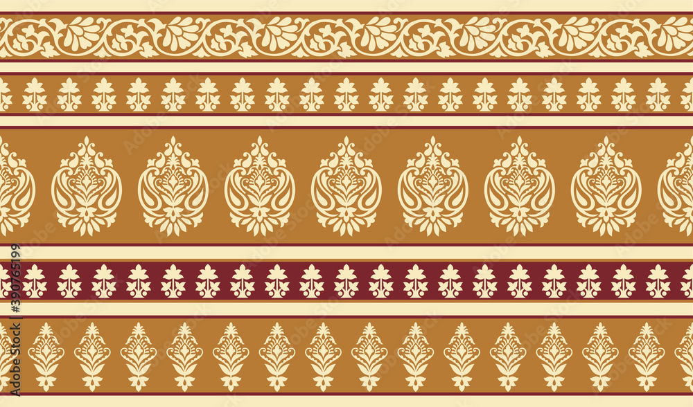 Vector paisley border design with flower Stock Vector | Adobe Stock