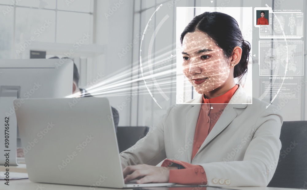 Facial recognition technology scan and detect people face for ...