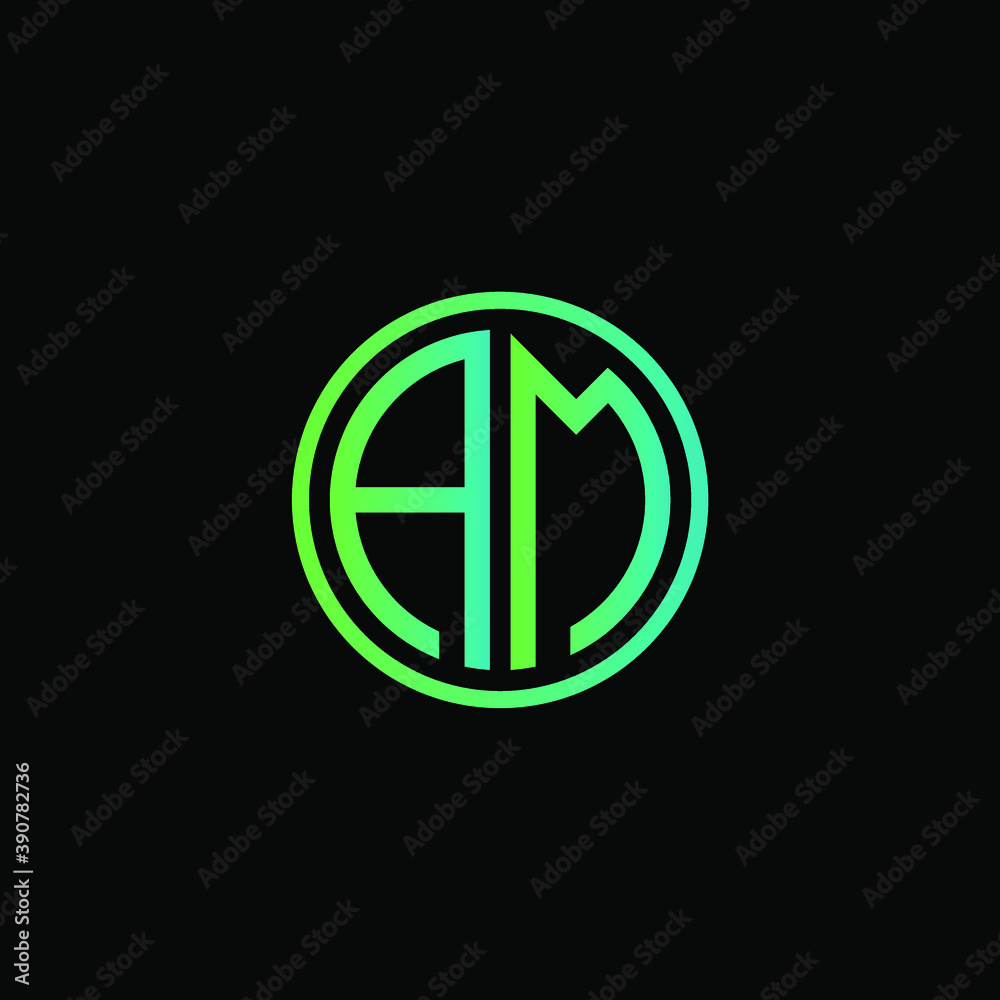 AM MONOGRAM letter icon design on BLACK background.Creative letter AM/A ...