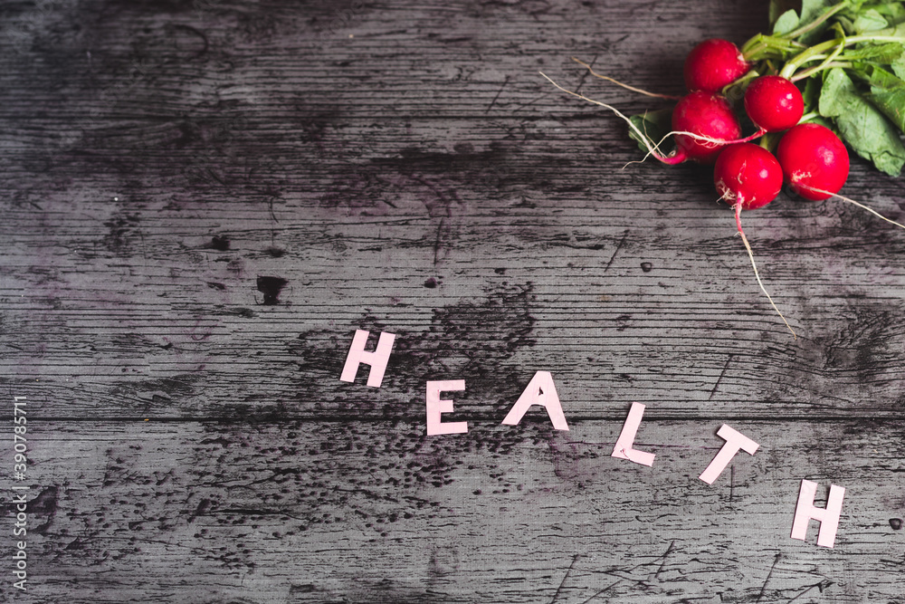 Beautiful and elegant dark background with striking pink HEALTH letters ...