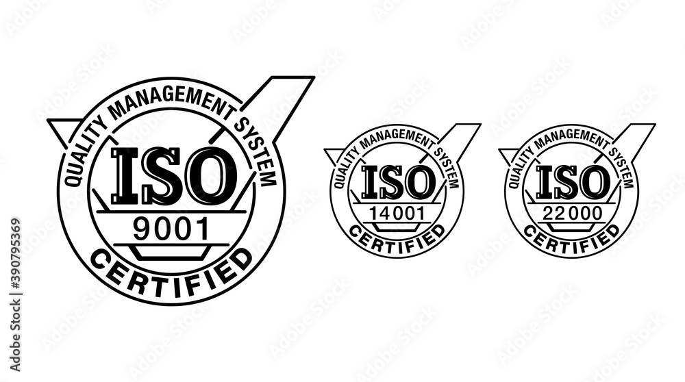 ISO 9001 certified stamp in 3 versions - year 2000, 2008 and 2015 ...