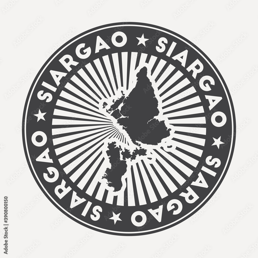 Siargao round logo. Vintage travel badge with the circular name and map ...