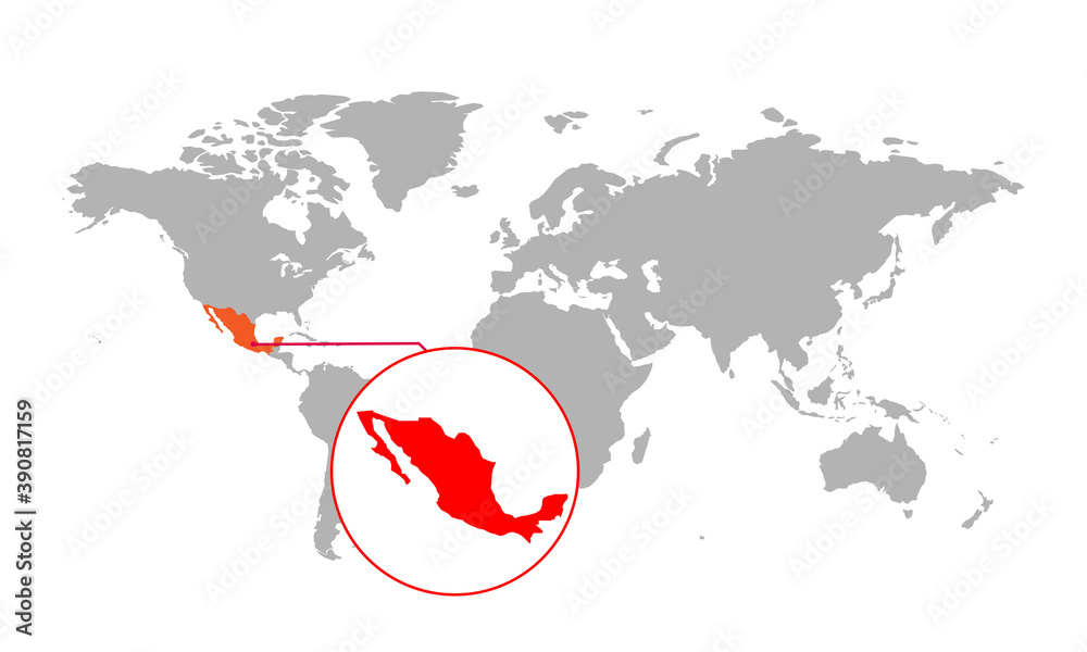 Mexico map vector, isolated on white background. Flat Earth, gray map ...
