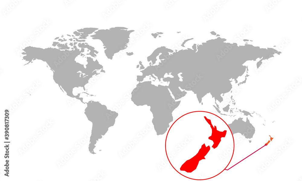 New Zealand map vector, isolated on white background. Flat Earth, gray ...