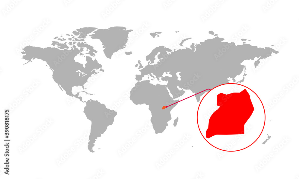 Uganda map vector, isolated on white background. Flat Earth, gray map ...