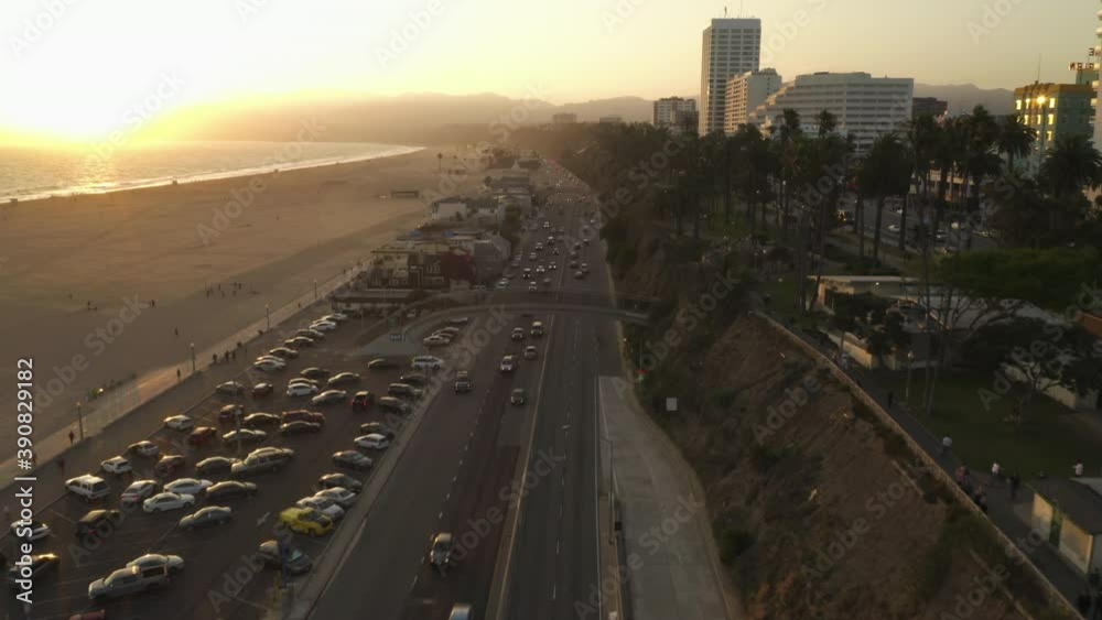 Famous Bridge overpass over Pacific Coast Highway by Santa Monica Beach ...