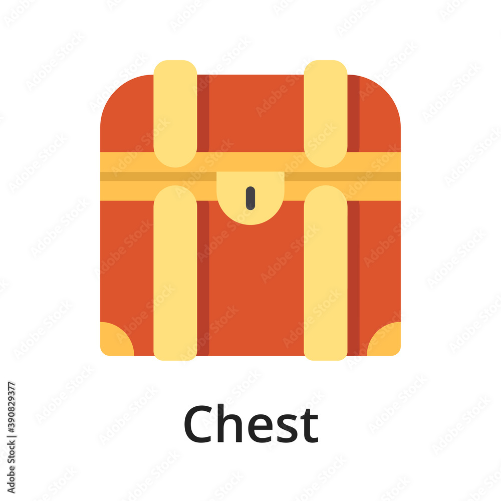Chest flat vector illustration. Single object. Icon for design on white ...