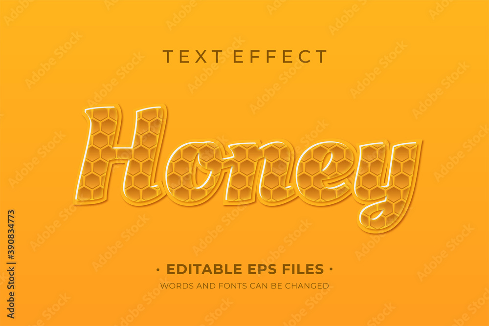 Editable text effect. Honey text effect with honeycomb pattern. Stock ...
