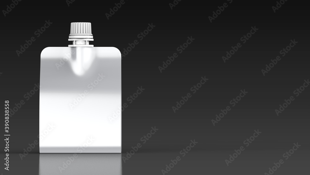 Spout pouch front black background left 3d rendering Stock Illustration ...