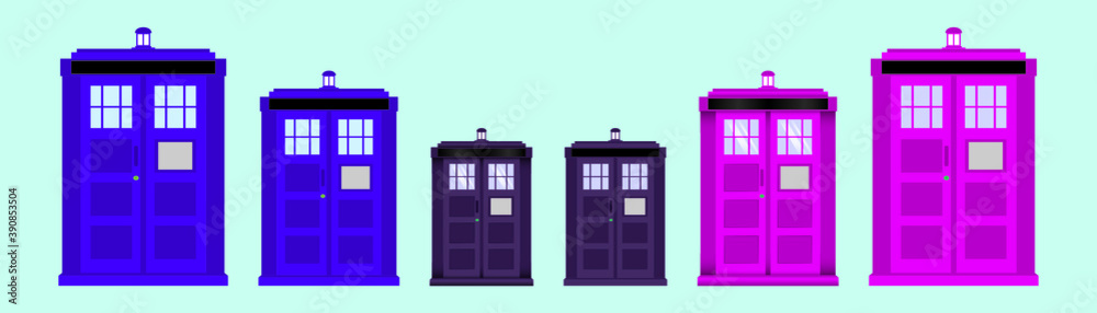 set of British police box or public call. cartoon icon design template ...
