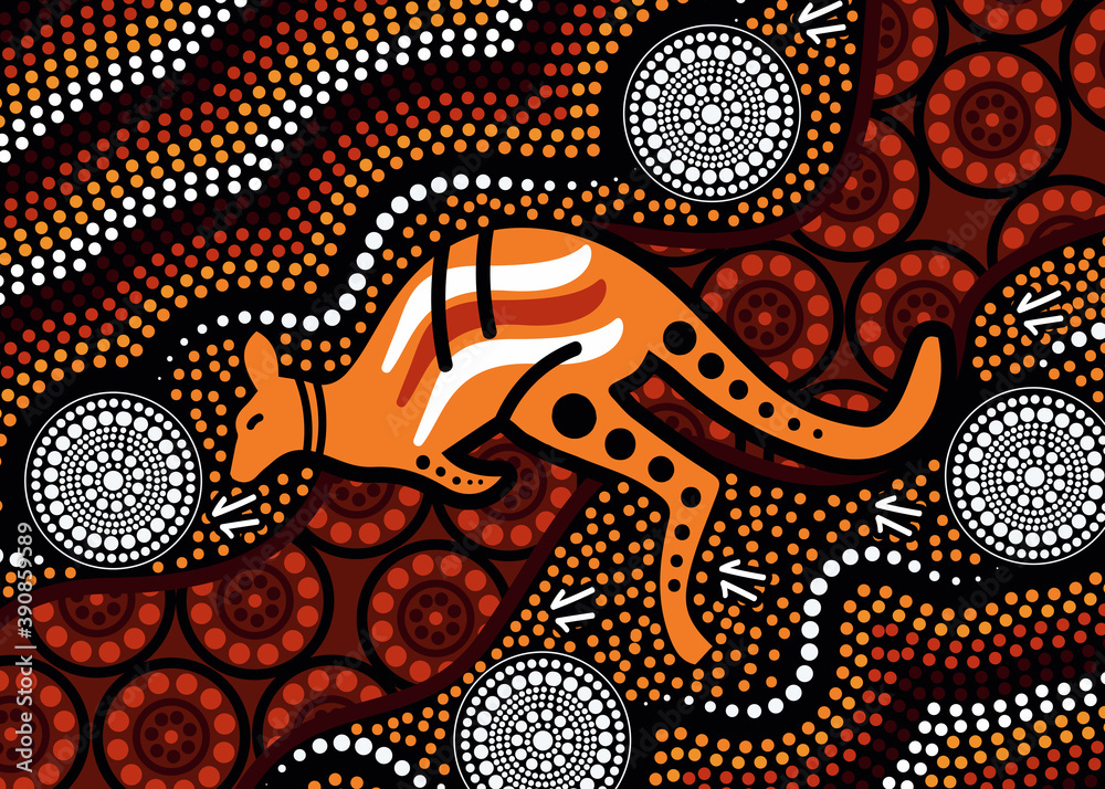 Aboriginal kangaroo background Stock Vector | Adobe Stock