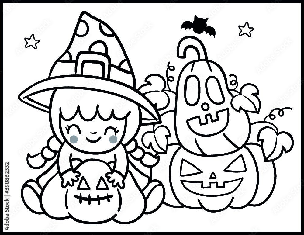 Coloring book page for Halloween - Coloring page- Black and White ...