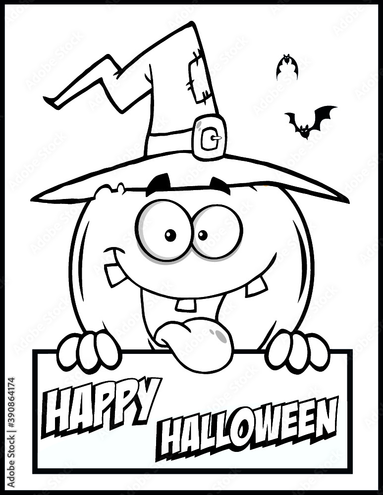 Coloring book page for Halloween - Coloring page- Black and White ...