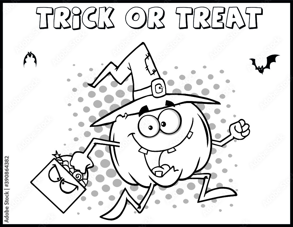 Coloring book page for Halloween - Coloring page- Black and White ...