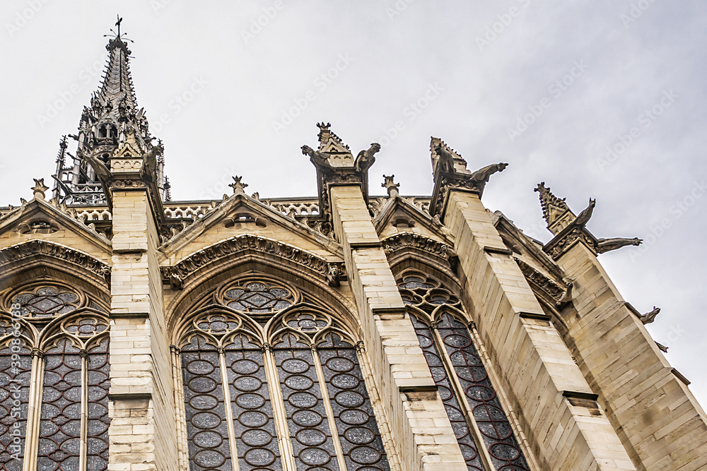 Exterior of Holy Chapel (Sainte Chapelle, 1248) in Paris, France. The ...