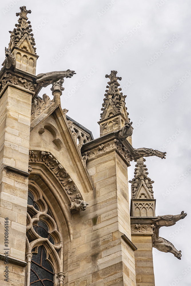 Exterior of Holy Chapel (Sainte Chapelle, 1248) in Paris, France. The ...