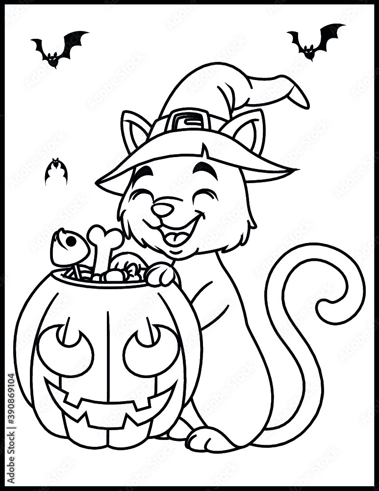 Coloring book page for Halloween - Coloring page- Black and White ...