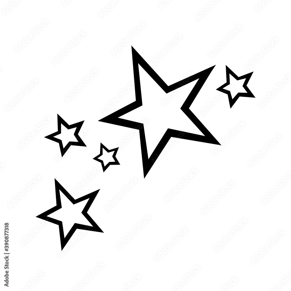 Hand drawn outline image with group of stars. Vector illustration of ...