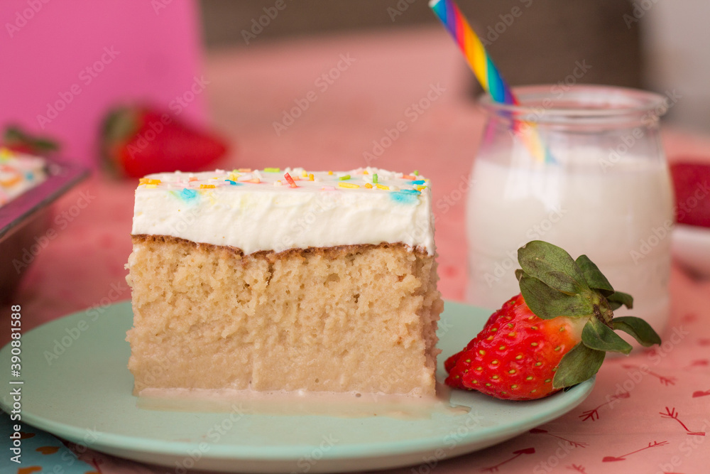 Tres Leches - Traditional Mexican sponge cake (with sprinkles) Stock ...