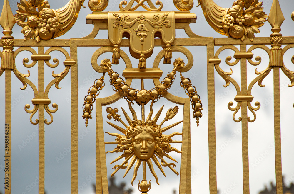 Embellished gate with Golden Sun for Louis XIV, the Sun King, Palace of ...