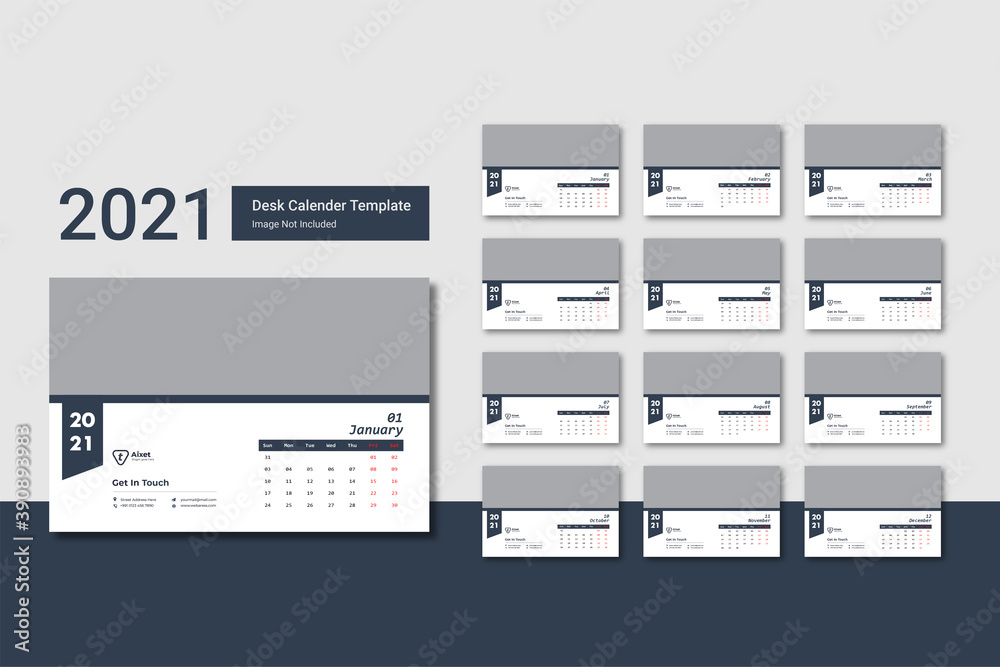 2021 Desk calendar template design for corporate business with creative ...