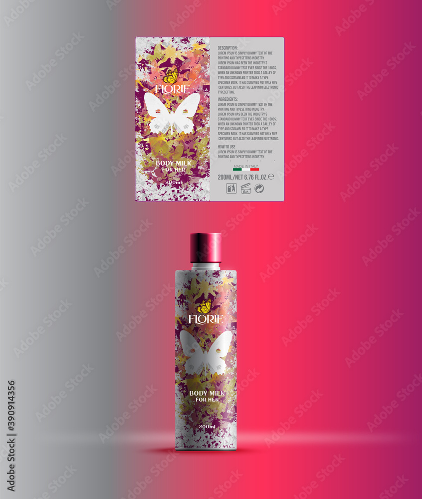 Cosmetics BOTTLE, LUXURY feminine COSMETICS PACKAGING template design ...
