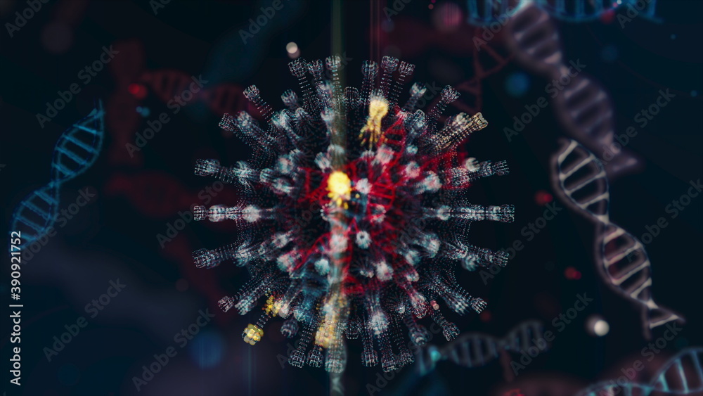 Animated 3d model of coronavirus 2019-nCoV pathogen cells inside ...