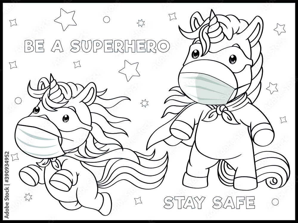 Cute cartoon animals wearing face medical mask. Covid-19 protection ...