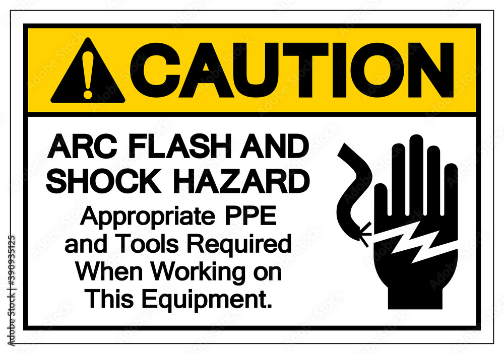 Caution ARC Flash And Shock Hazard Symbol Sign, Vector Illustration ...
