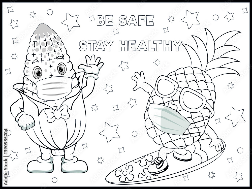 Cute cartoon animals wearing face medical mask. Covid-19 protection ...