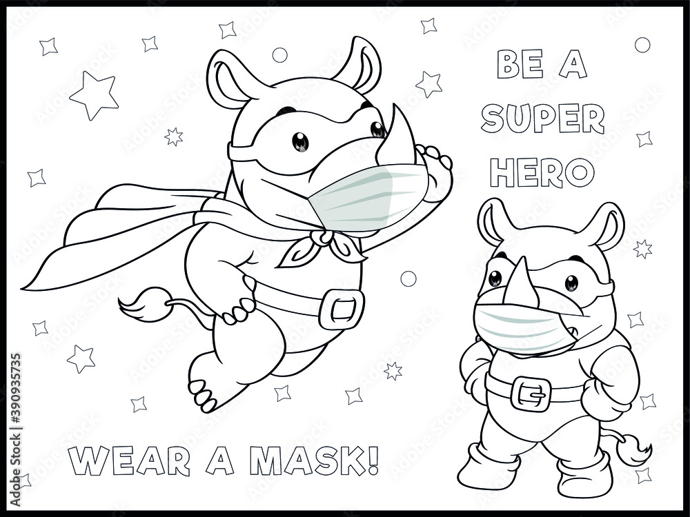 Cute cartoon animals wearing face medical mask. Covid-19 protection ...