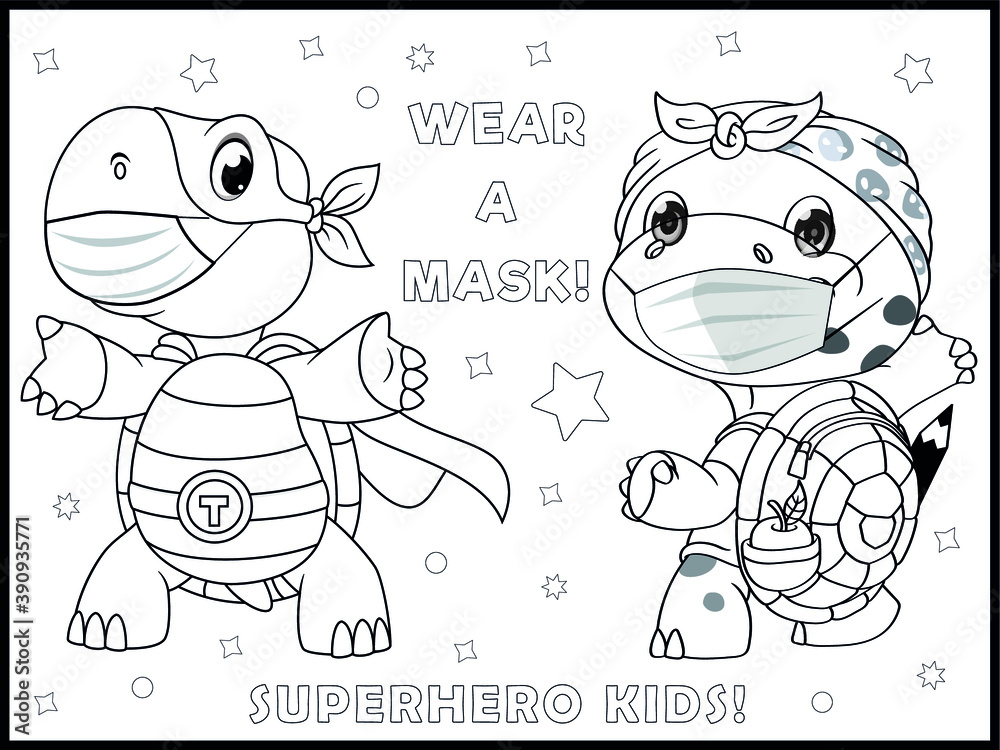 Cute cartoon animals wearing face medical mask. Covid-19 protection ...