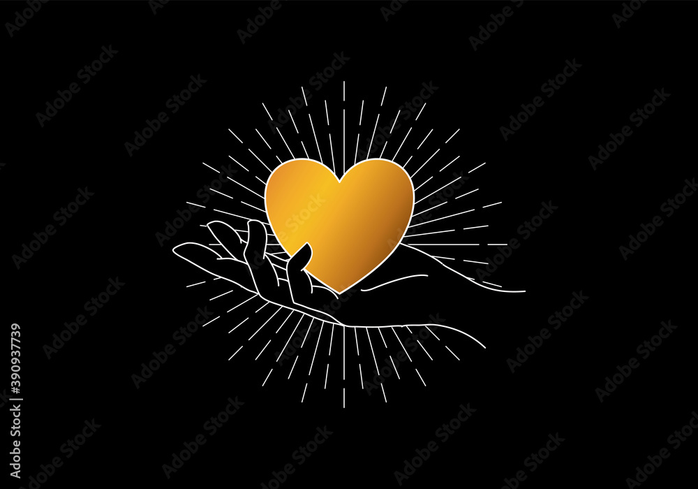 My Heart in my hand, Heart or love symbol with hand Vector illustration ...