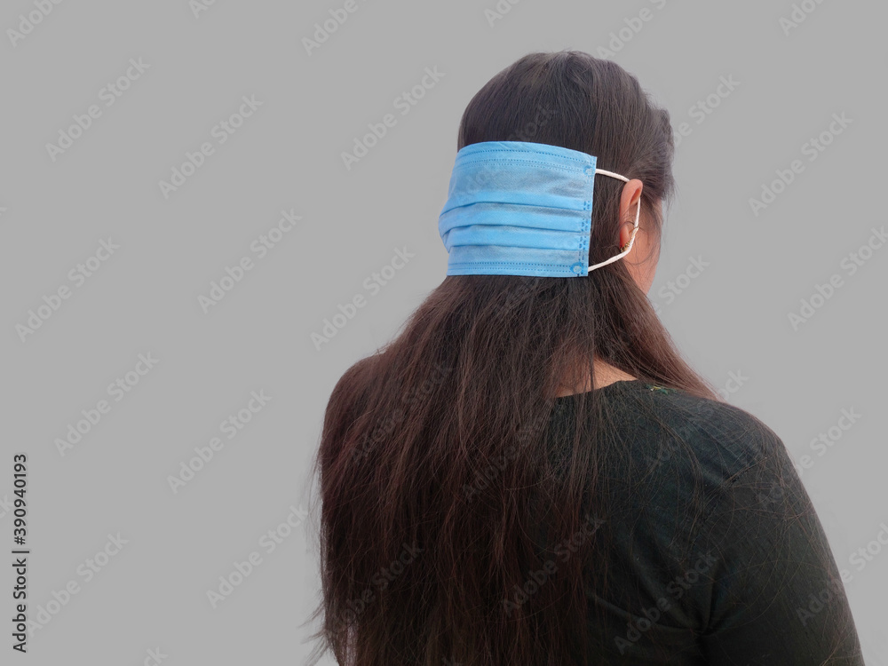 the wrong way to wear surgical masks concept, woman wearing masks on ...