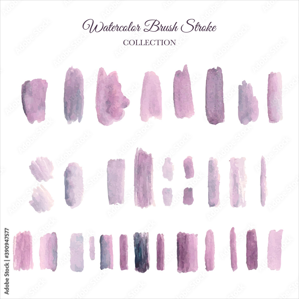 Beautiful purple watercolor brush stroke collection Stock Vector ...