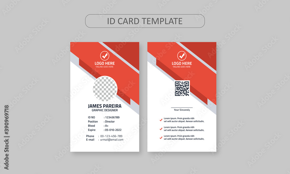 Stylish Employee ID Card Design Template Stock Vector | Adobe Stock