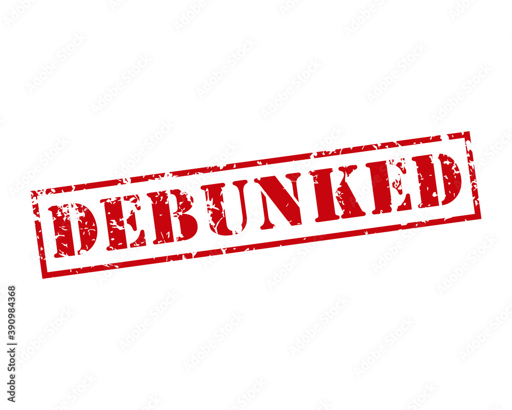 Debunked rubber stamp icon. Grunge style texture. Red vintage seal ...