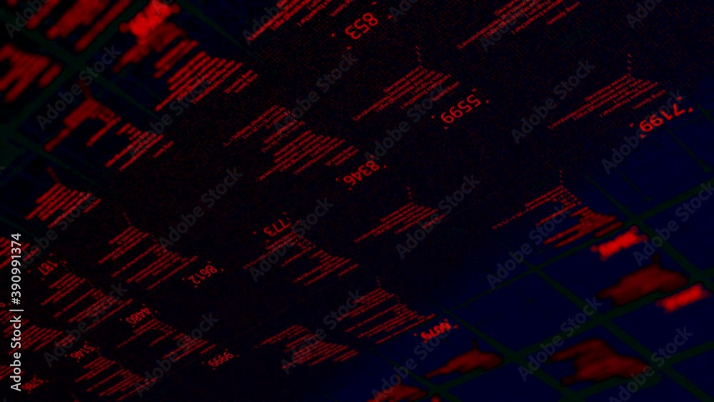 Digital background with code information and numbers flowing diagonally ...