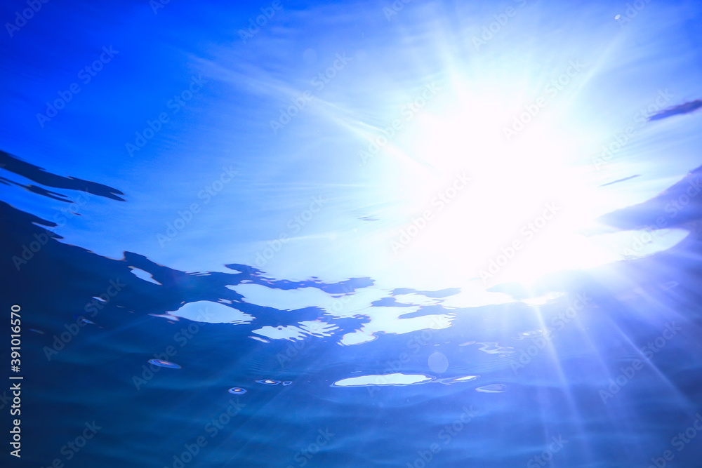 ocean water blue background underwater rays sun / abstract blue ...