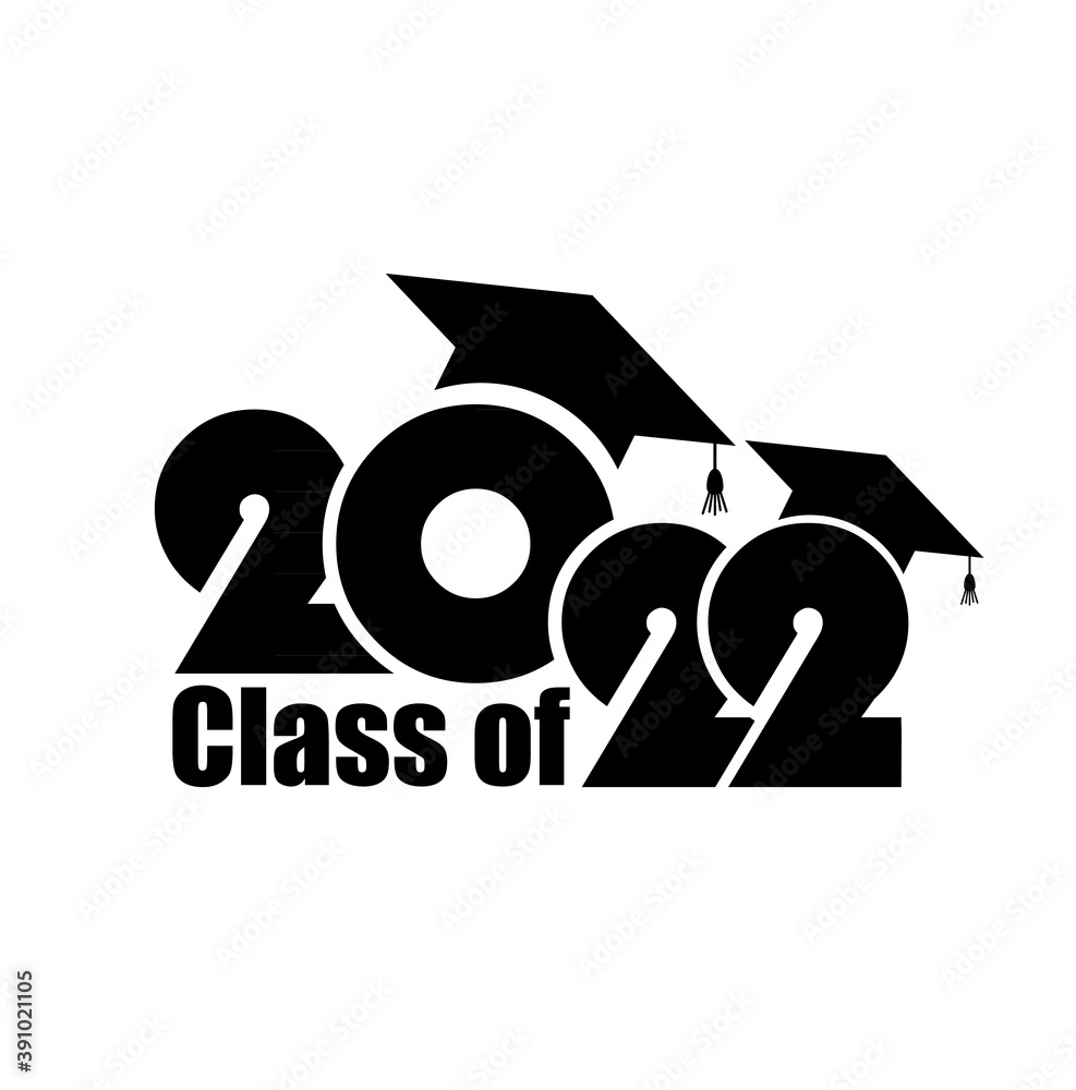 2022 Class of with Graduation Cap. Cover of card for 2022 graduation ...