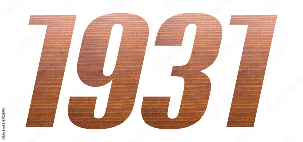 ภาพประกอบสต็อก 1931 with brown wooden texture on white background. ภาพ ...